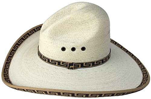 Headchange Sahuayo Mexico Palm Straw Gus Crown Vaquero Cowboy Hat (Large (7 3/8-7 1/2), Gus Crown Brown Band)