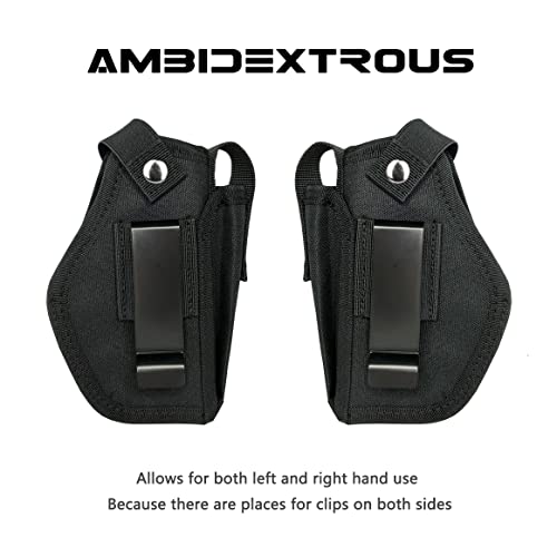 Gun Holster for Men/Women, Pistol Holster for Concealed Carry Fits Compact Subcompact Handguns, Universal Airsoft Holster Right/Left, IWB/OWB with Mag Pouch Black