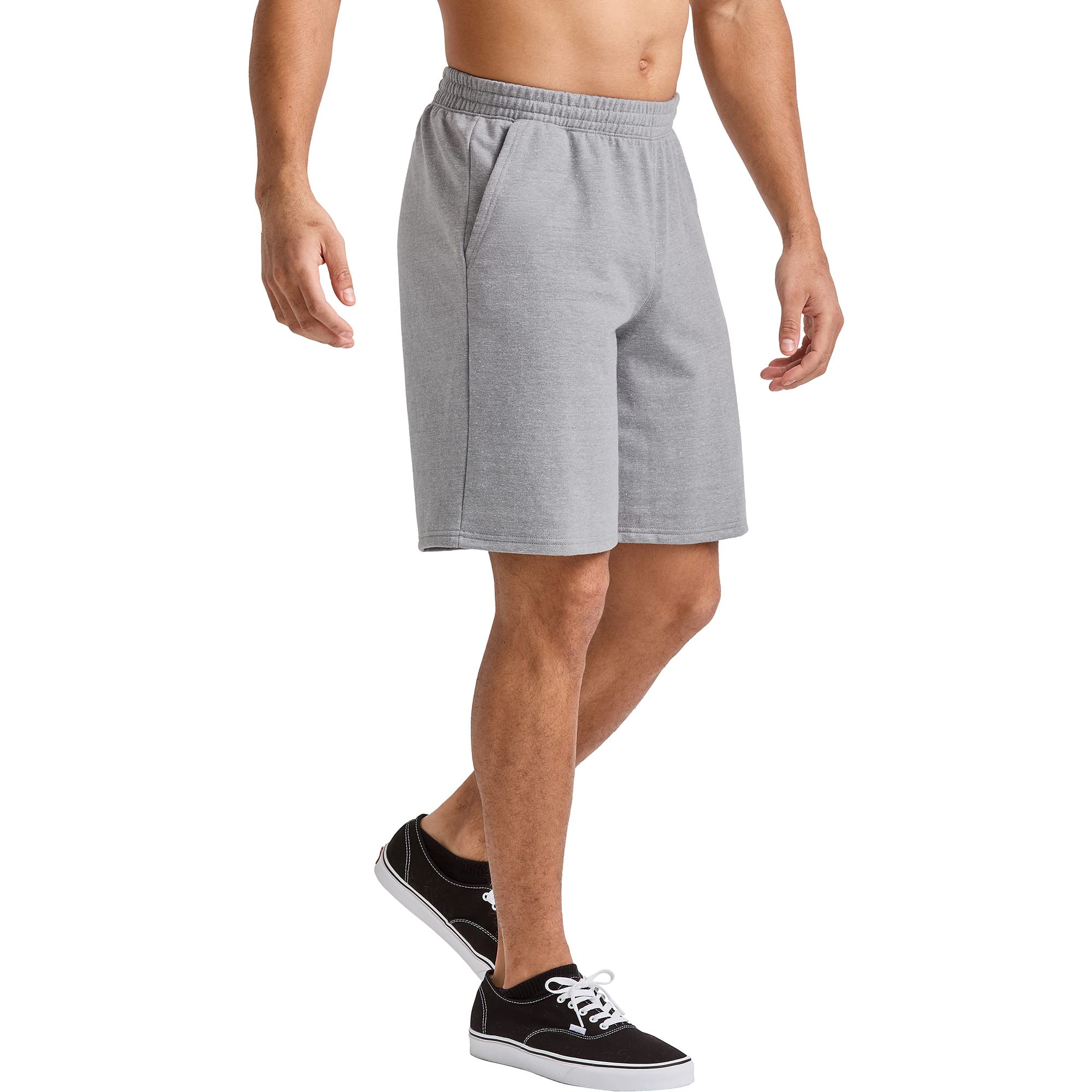 Hanes Comfortblend Men's Originals French Terry Sweat, Pull-On Athletic Shorts, 9", Concrete PE Heather, Large