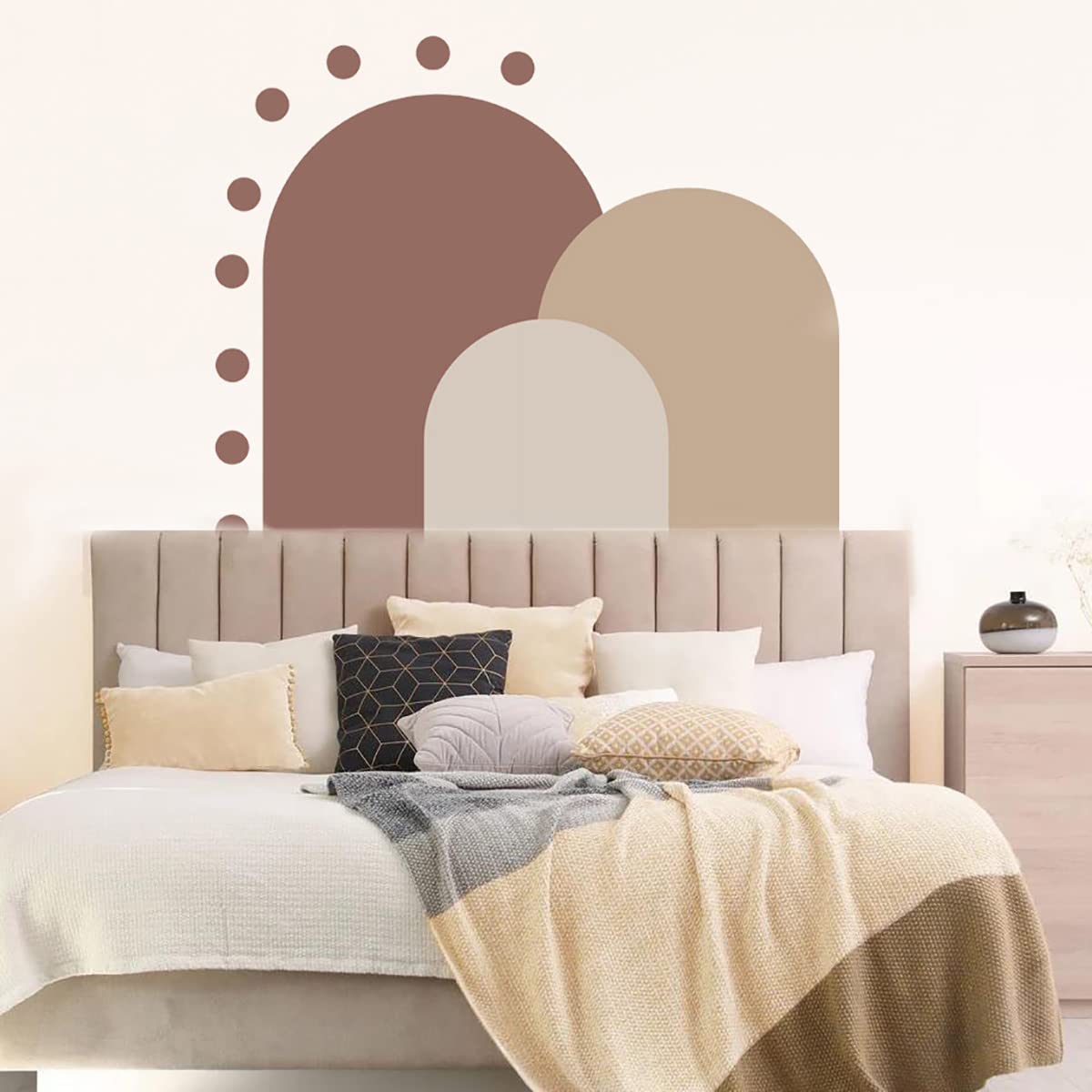 Large Bohemian Arch Wall Decal Boho Rainbow Abstract Wallpaper Wall Stickers for Girls Bedroom Toddler Room Nursery Wall Décor