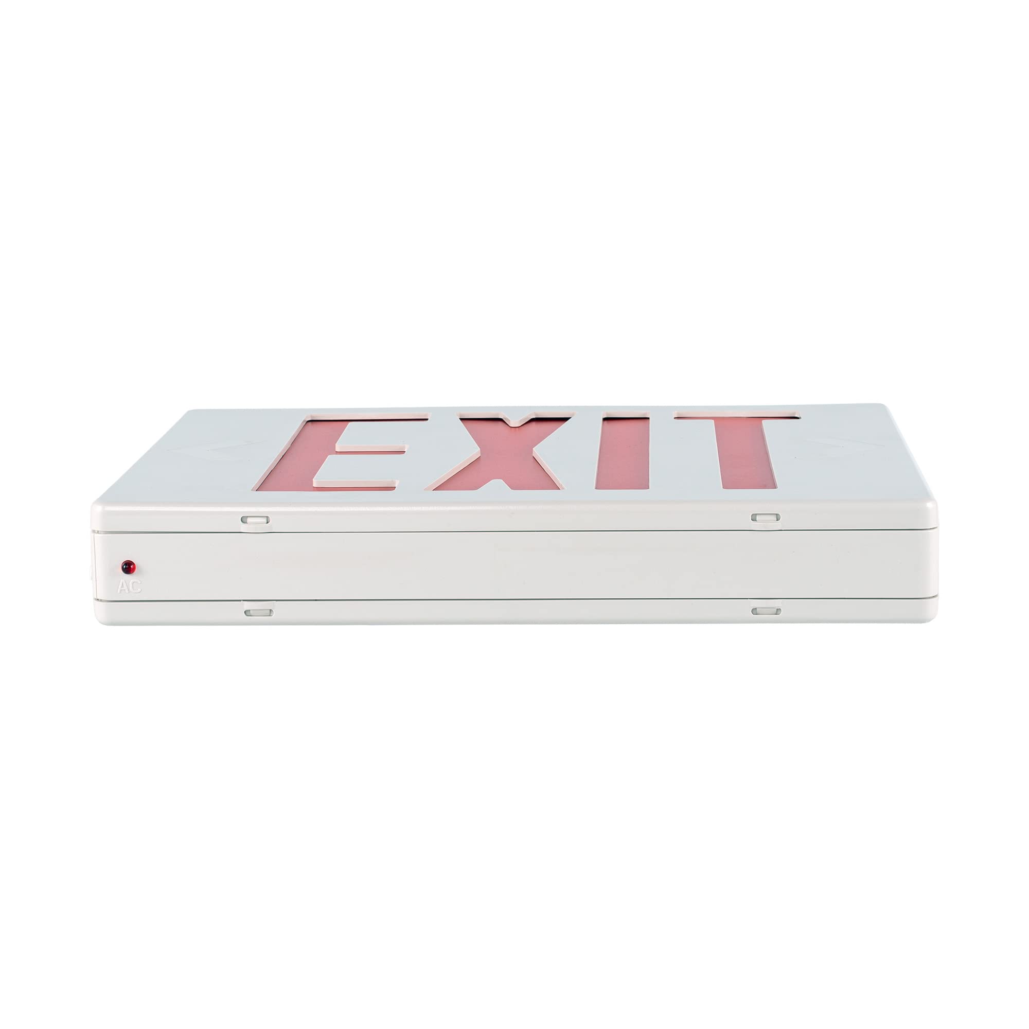 Gruenlich LED EXIT Sign, Emergency Light with Double Face and Back Up Batteries- US Standard Red Letter EXIT, UL 924 Qualified, 120-277 Voltage, 4-Pack