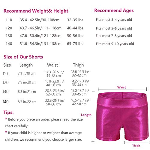 Girls Dance Short Gymnastics Athletic Shorts Sparkle Glitter Tumbling Bottoms (Black, 130)