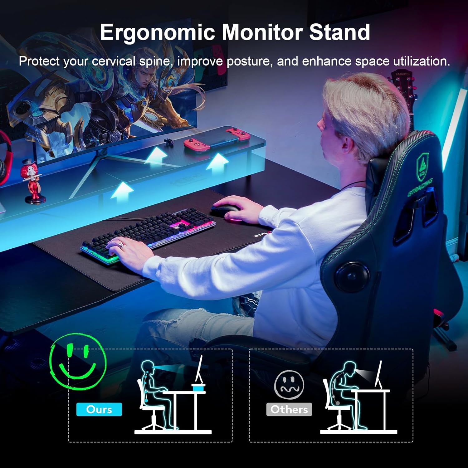 GTRACING GTP210 Gaming Desk, Large, Black