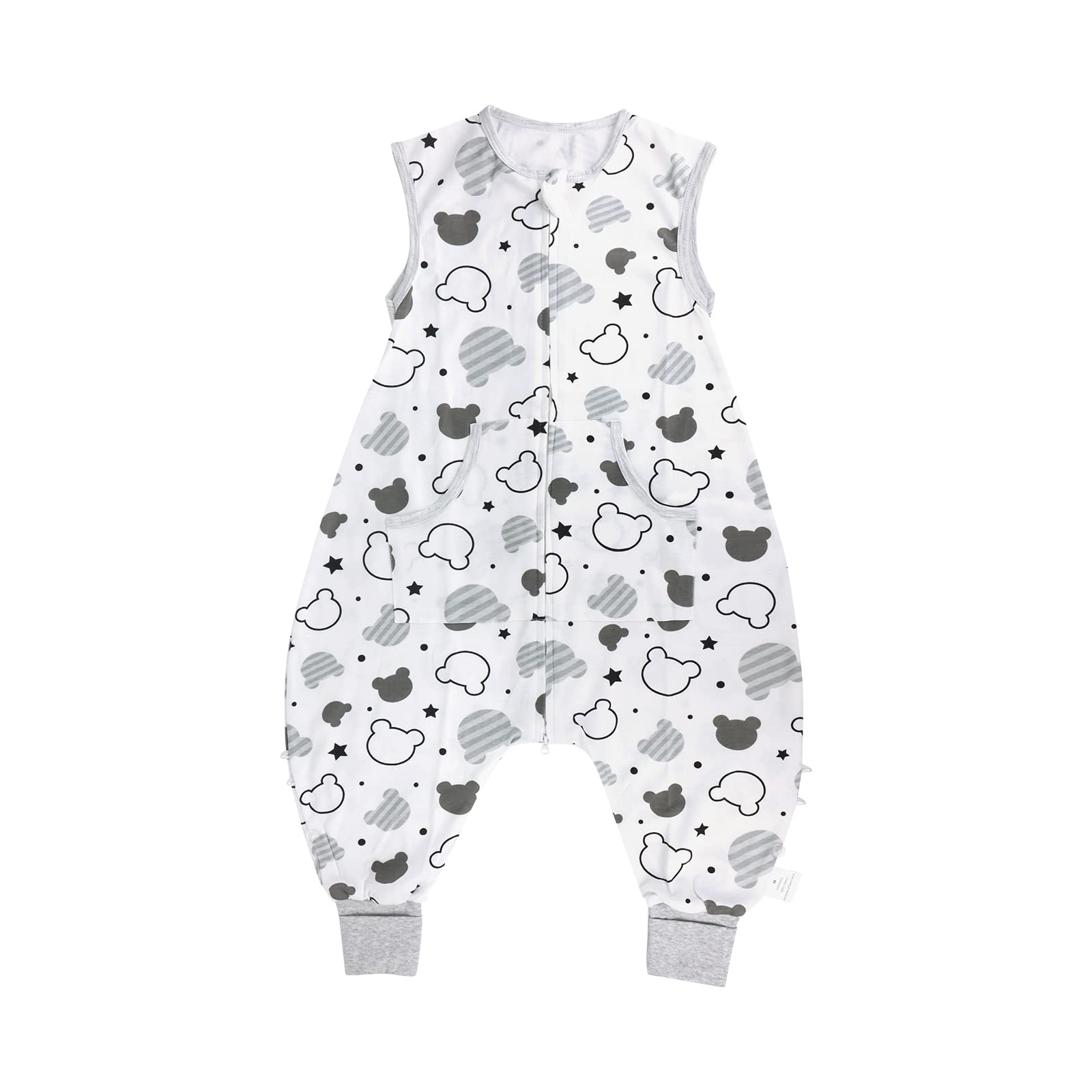 NOUJULOUN Toddler Sleeping Sack, Toddler Sleep Sack with Feet, Walker Sleep Sack, Sleep Sack with Legs,0.5Tog(Grey 2T-3T)