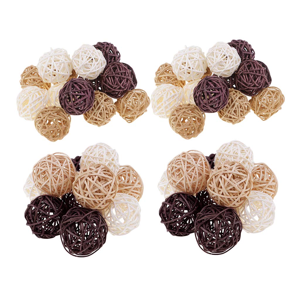 Harilla 50pcs Wicker Rattan Balls Decorative Orbs Vase Fillers, Wicker Balls for Decorating, Wedding Ceremony, Bridal Shower Party, Home Garden Decoration