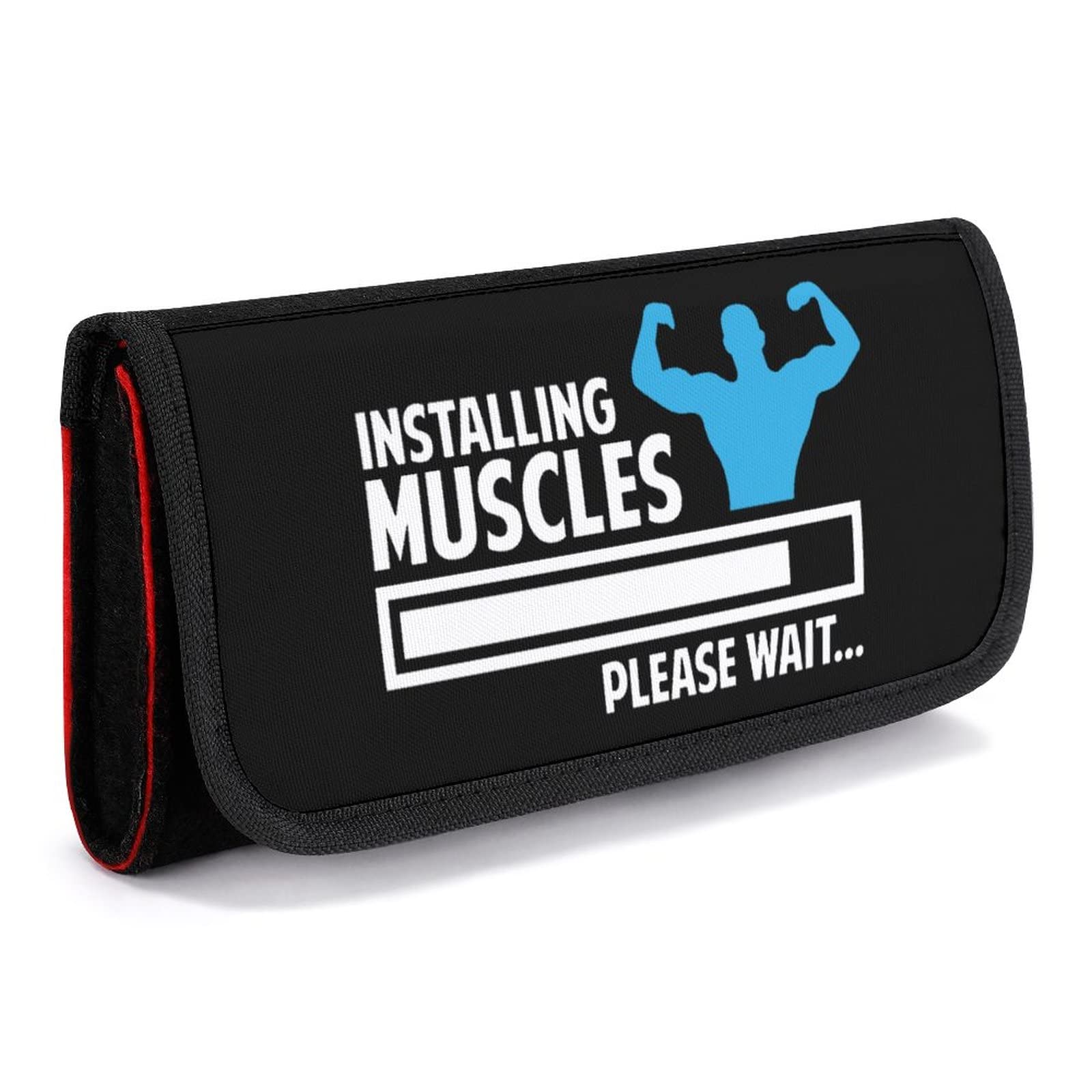 Installing Muscle Please Wait Carrying Bag Compatible with Switch Protective Case Slim Felt Pouch with 5 Game Cartridges Holders