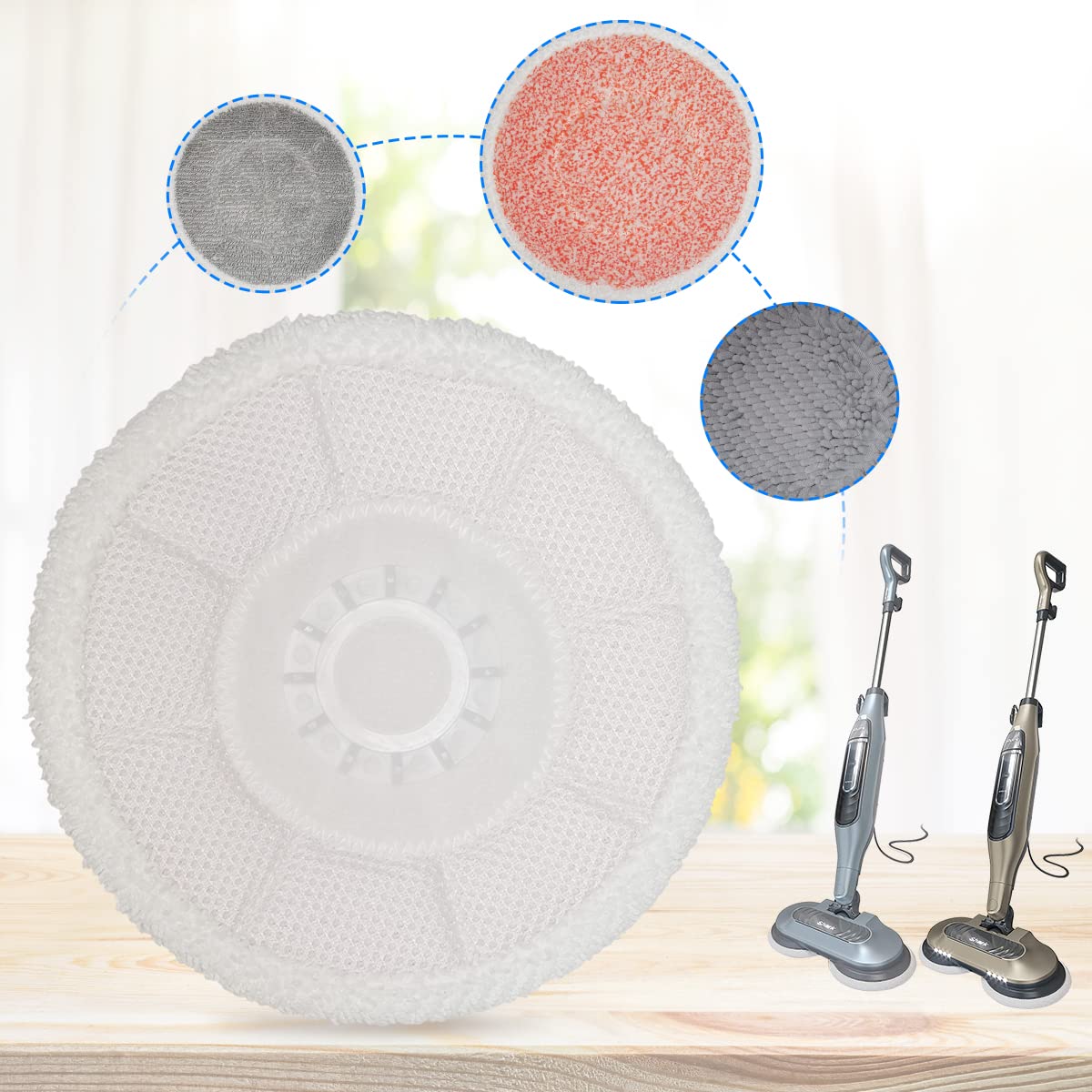 Home Times Steam Mop Pads,Floor Specialized Mop Cloth Set for Shark S7000,S7001,Shark S7000 AMZ Vacuum Machine Reusable Pads (2 Heavy Scrub Pads+2 Scrub Pads+2 Soft Pads)