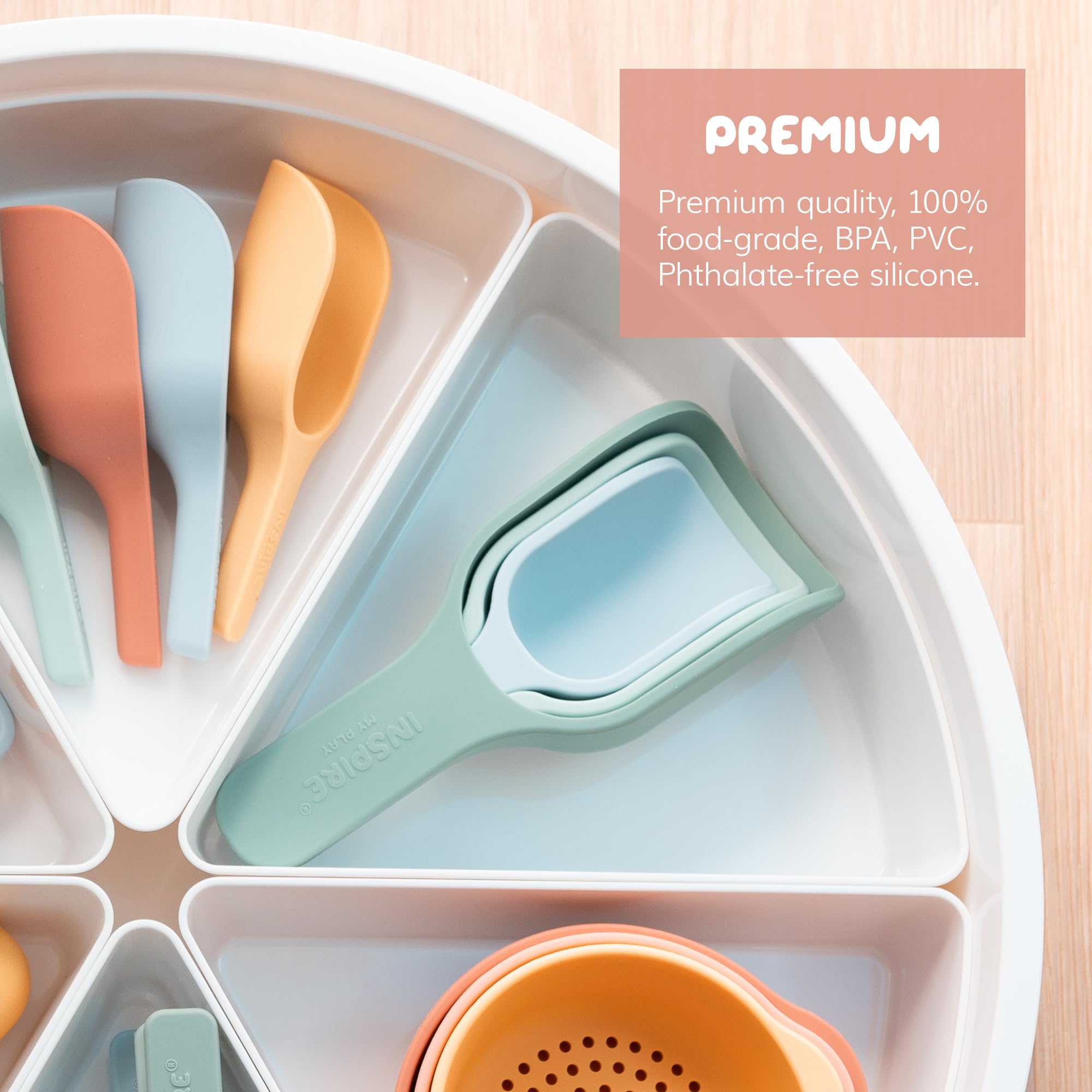 Inspire My Play - 3 x Silicone Nesting Scoops - Perfect for Sensory PlayTray - Sensory Bin Accessories - Special Education Classroom Supplies - Montessori Education Toys - Multi-Purpose Shovel - Coral