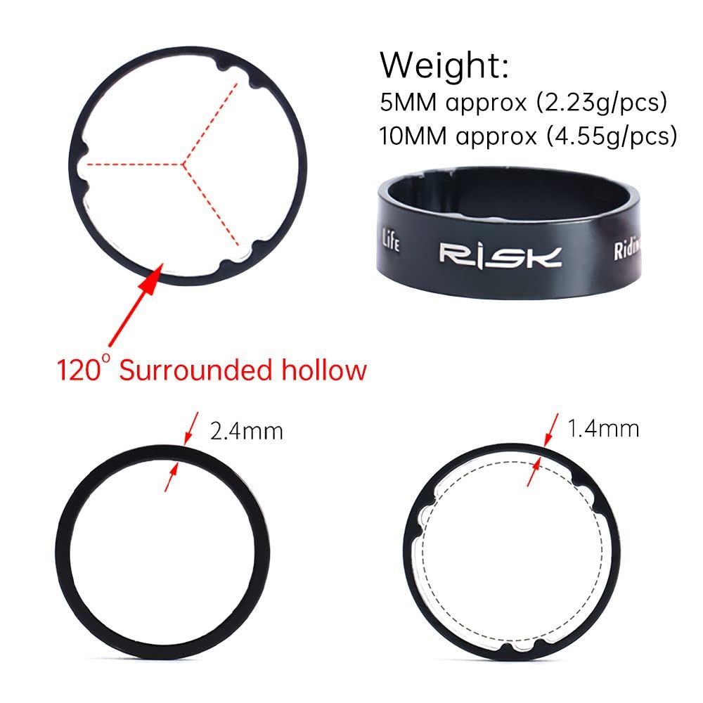 HomeSoGood 8PCS Bicycle Headset Spacer Aluminium Alloy Bicycle Stem Headset Spacers for MTB Road Bike 5&10mm