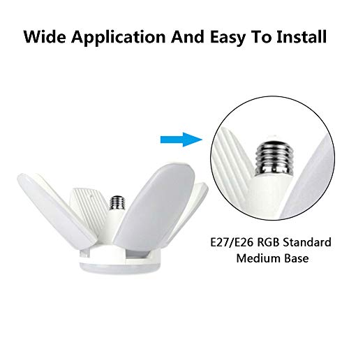 Garage Lighting 80W, Deformable Ceiling Light Bulbs, E26/E27 Garage Light Bulb, 8000LM LED Garage Lights, Warm White 3000K Super Bright Work Light for Garage, Workshop, LED High Bay Light Bulb