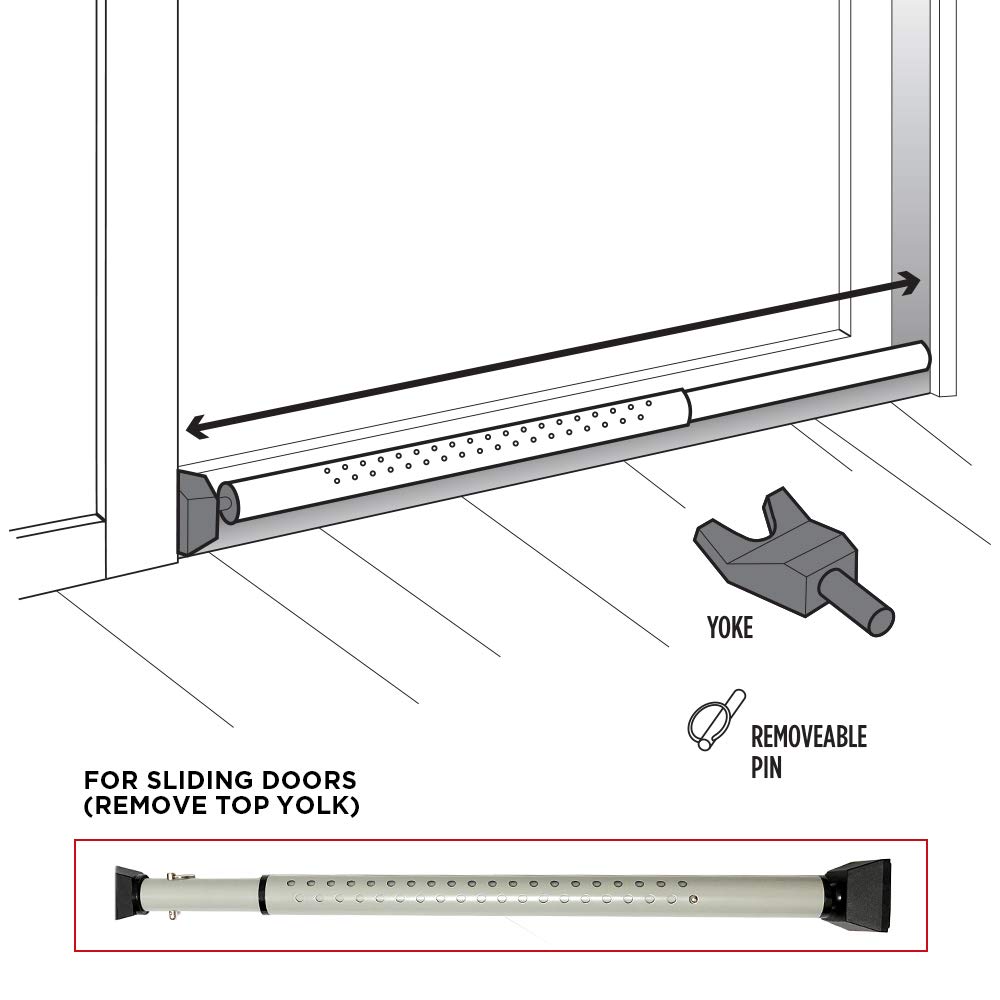 Guard Dog Security Door Jammer 2-in-1 Adjustable Door Knob Jammer & Sliding Patio Door Security Bar β 40 Different Adjustments (White)