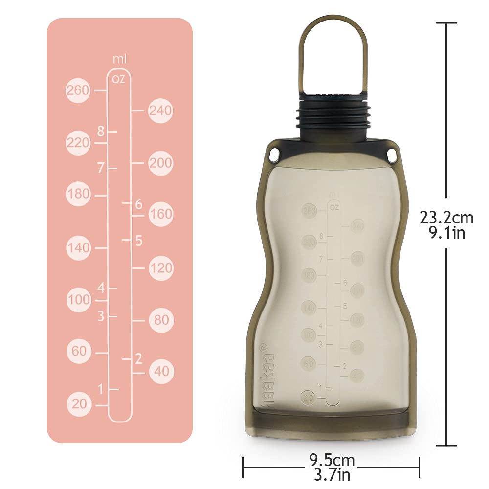 haakaa Silicone Milk Storage Bag Breastmilk Storage Bags Breast Milk Storing Bags, 9oz/260ml, 5 PK