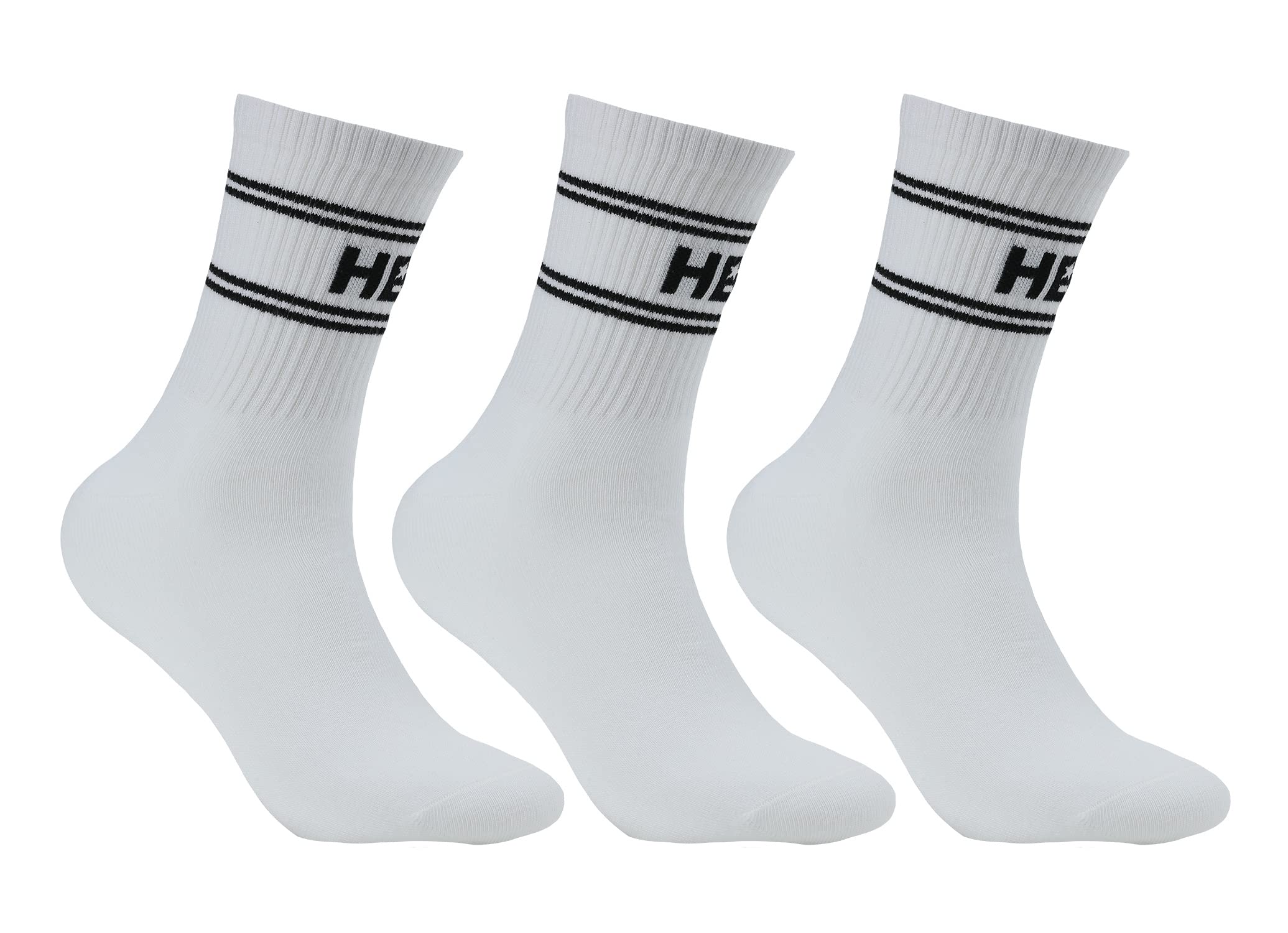 HBD Men's Crew Calf Socks Super-Soft Comfortable Men’s Mid Calf Socks 3 Pack 8-10 White