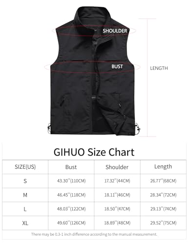 Gihuo Men's Lightweight Quick Dry Outdoor Multi Pockets Fishing Vest (Large, Style2-Khaki)