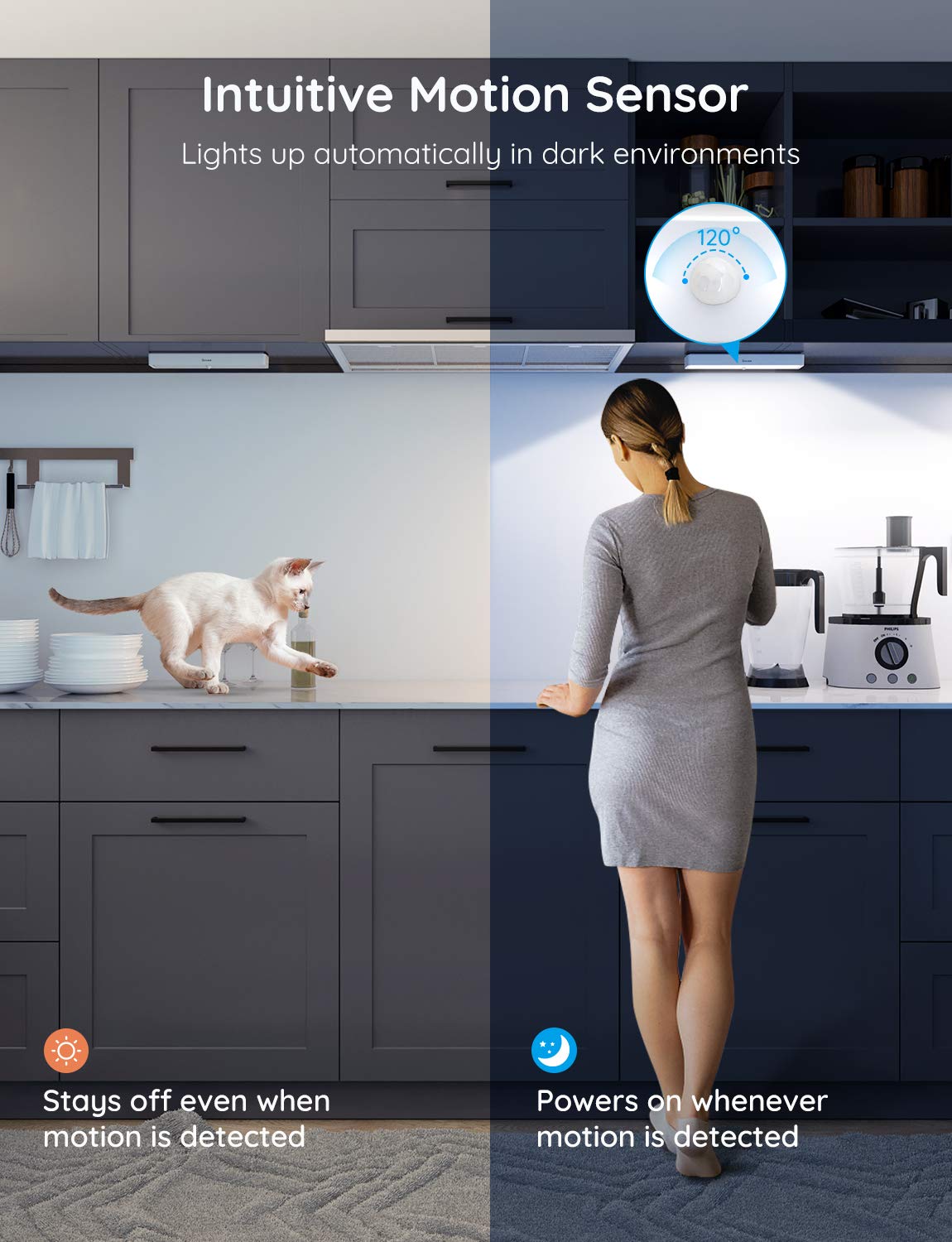 Govee Under Cabinet Lights, Closet Lights Motion Sensored, 10 LEDs 6000K Cool White Under Cabinet Lighting for Wardrobe, Under Counter Lighting, Kitchen, Bookshelf, Stairs, 3 Pack