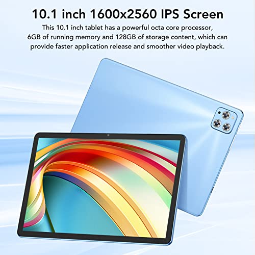Liyeeo 10.1 Inch Tablet, 1600x2560 IPS Screen 5G WiFi 100-240V Tablet PC 6G RAM 128G ROM for Travel for Home (US Plug)