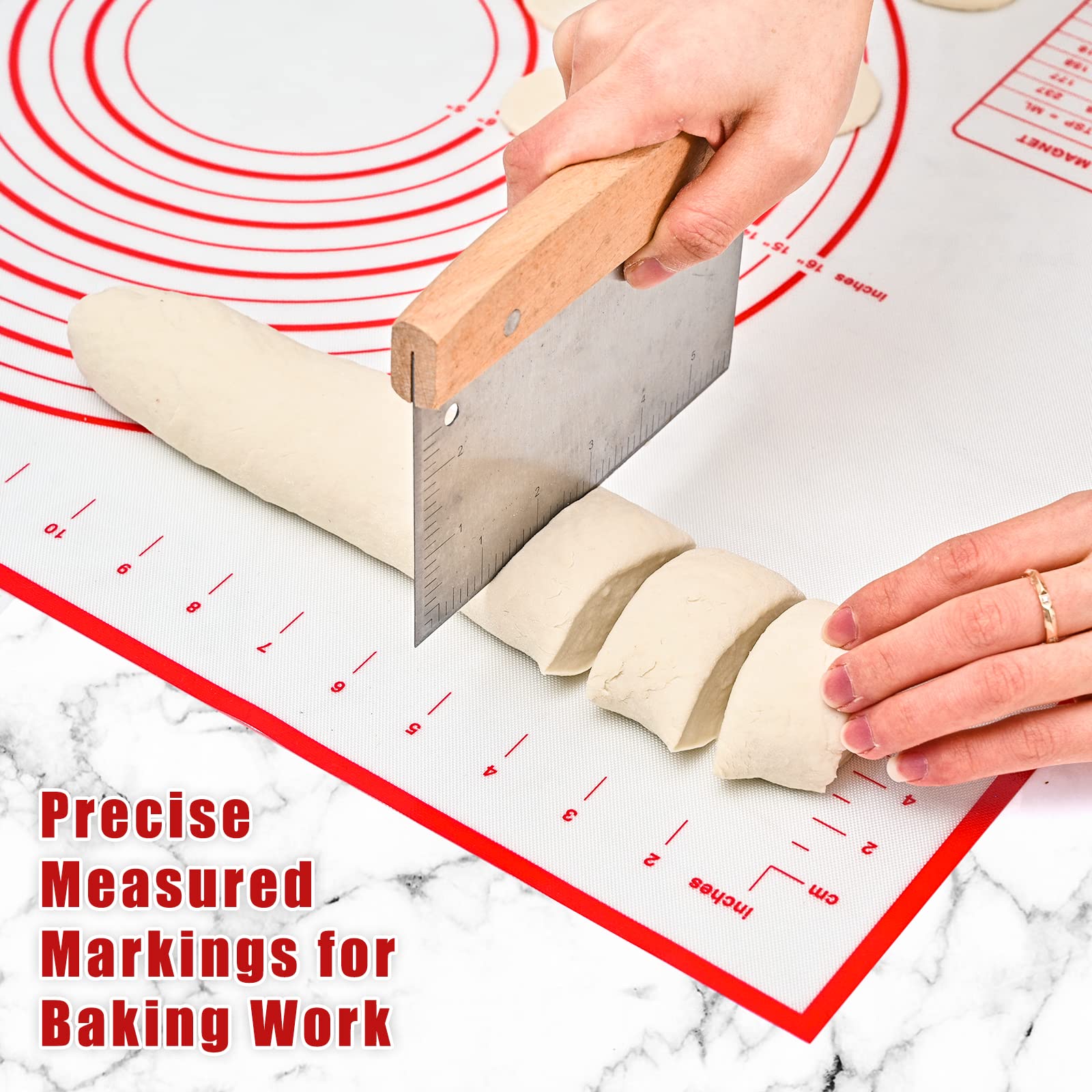 Large Silicone Baking Mat, 16" x 24" Pastry Mat Baking Mats Silicone for Rolling Out Dough Non Slip, Dough Mat Pie Crust Rolling Mat Fondant Mat Oven Liner with Measurement