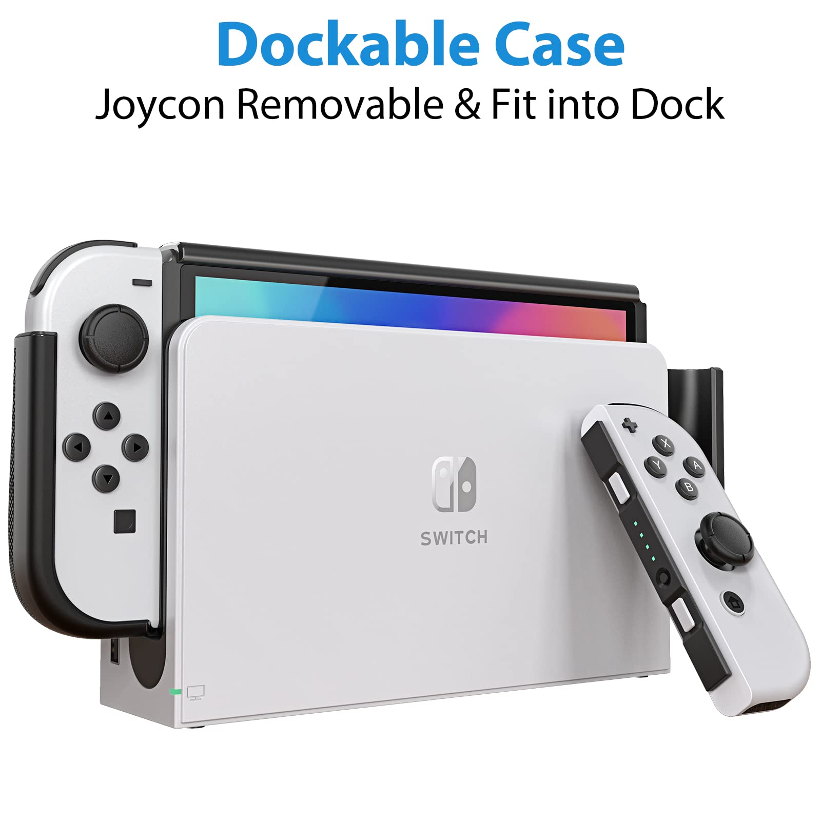 HEYSTOP Switch OLED Case for Nintendo Switch OLED Model, 12 In 1 Switch OLED Accessories Kit with Medium Carry Case, Dockable Protective Case, Screen Protector, Grip Cover, Headphones and Thumb Caps