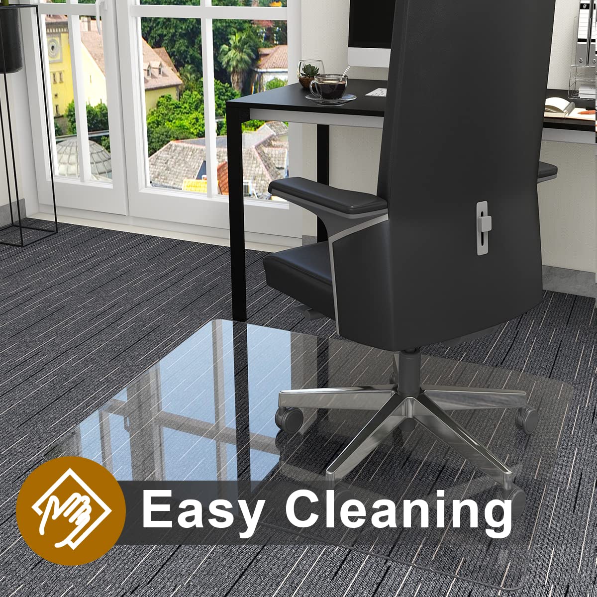 GLSLAND - 36"x 36" Glass Chair Mat/Office Chair Mat/Computer Desk Mats - 3MM Premium Tempered Glass-Hard Protect Floor Easy Glide Swivel Chairs for Carpet/Home/Office