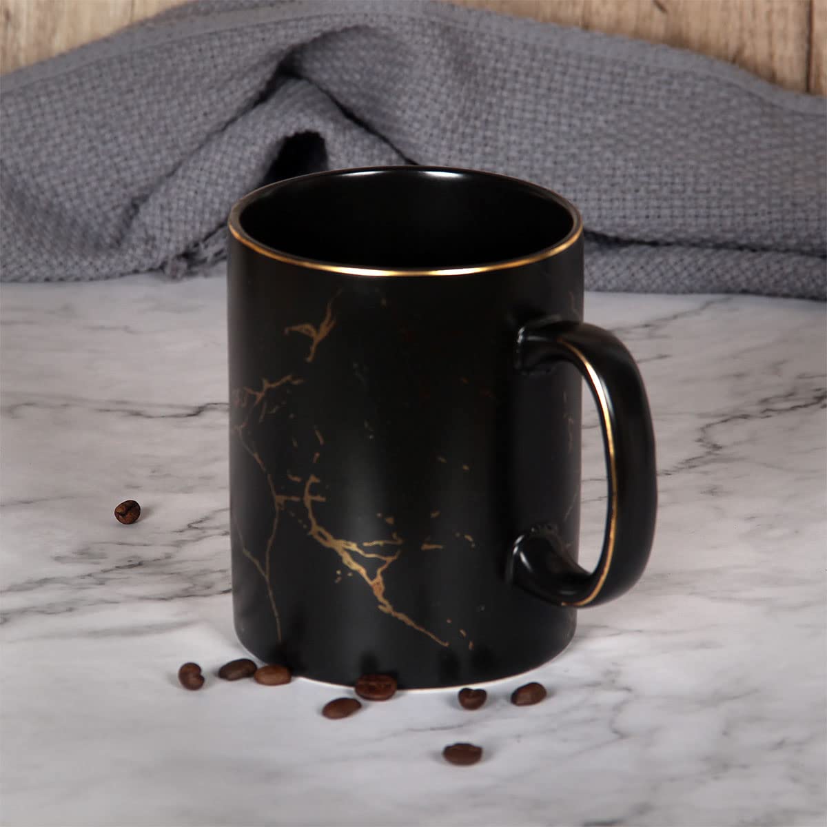 harebe 24 OZ Ceramic Extra Large Black Coffee Mug with Handle,Oversized Hot Tall Latte Mugs,Dishwasher Safe Big Capacity Giant Mug for Men Women