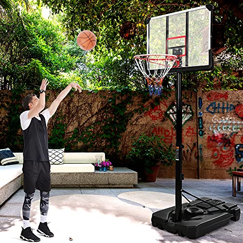 HomSof Portable Basketball Hoop Basketball System 6.6-10ft Height Adjustment for Youth Adults LED Basketball Hoop Lights,Colorful Lights,Waterproof,Super Bright,6.6Ft-10Ft