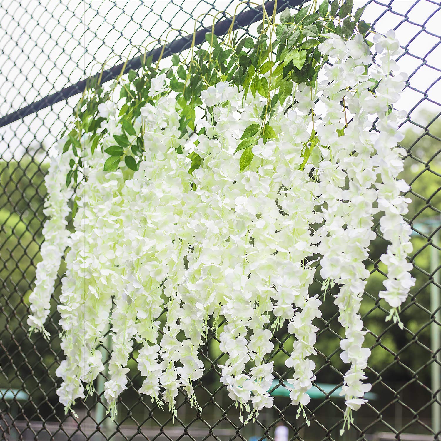 GPARK 24Pack/Each 82" Artificial Ivy Garland Fake Leaf Plants Vine with 12Pack 45" Artificial Wisteria for Wedding Party Home Garden Kitchen Office Outdoor Greenery Wall Décor