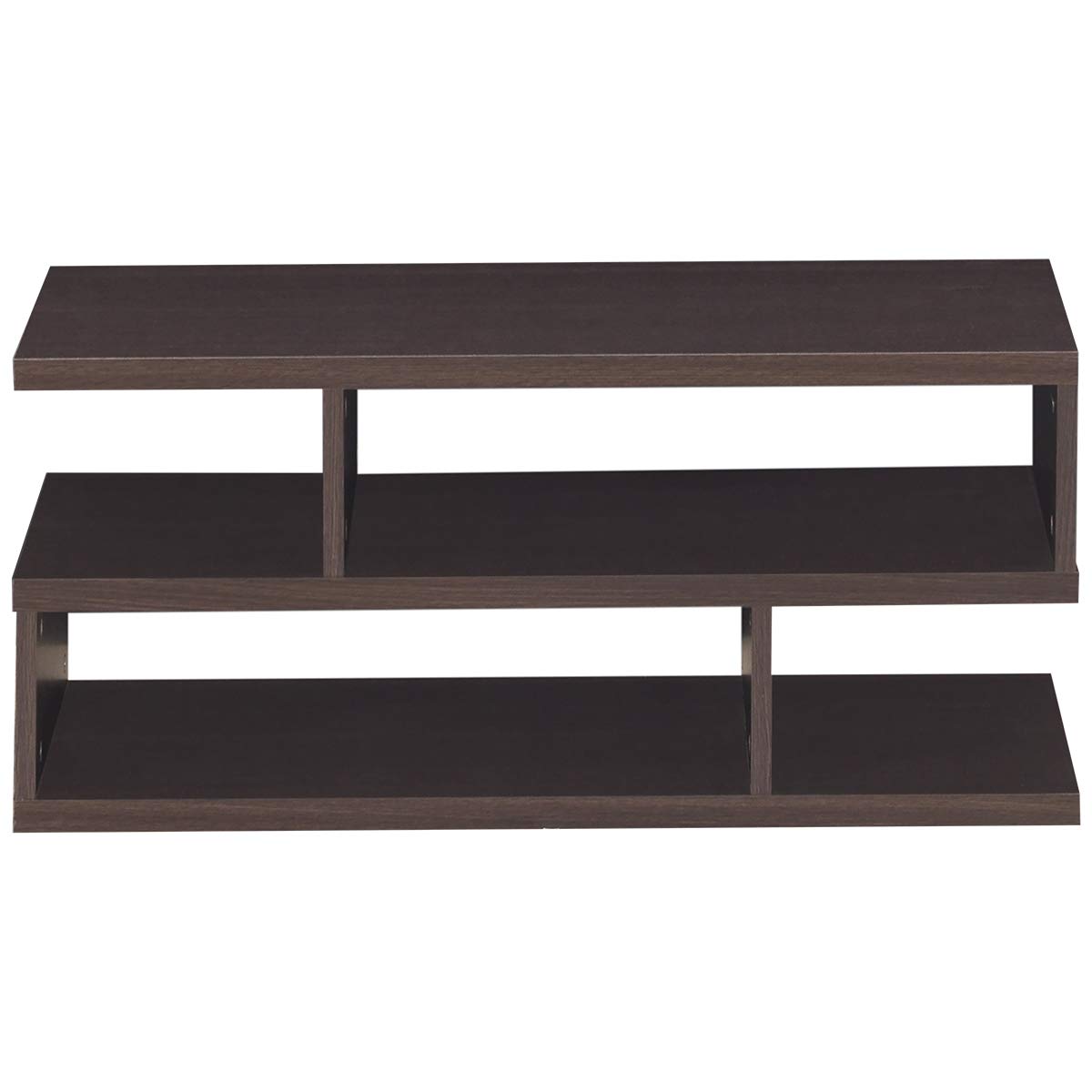 Giantex Coffee Table, Rectangular Tea Table with Storage Shelf, 3-Tier Sofa Table, Modern Console Table, Space Saving Organizer, Furniture for Home Living Room Office, Brown (Brown)