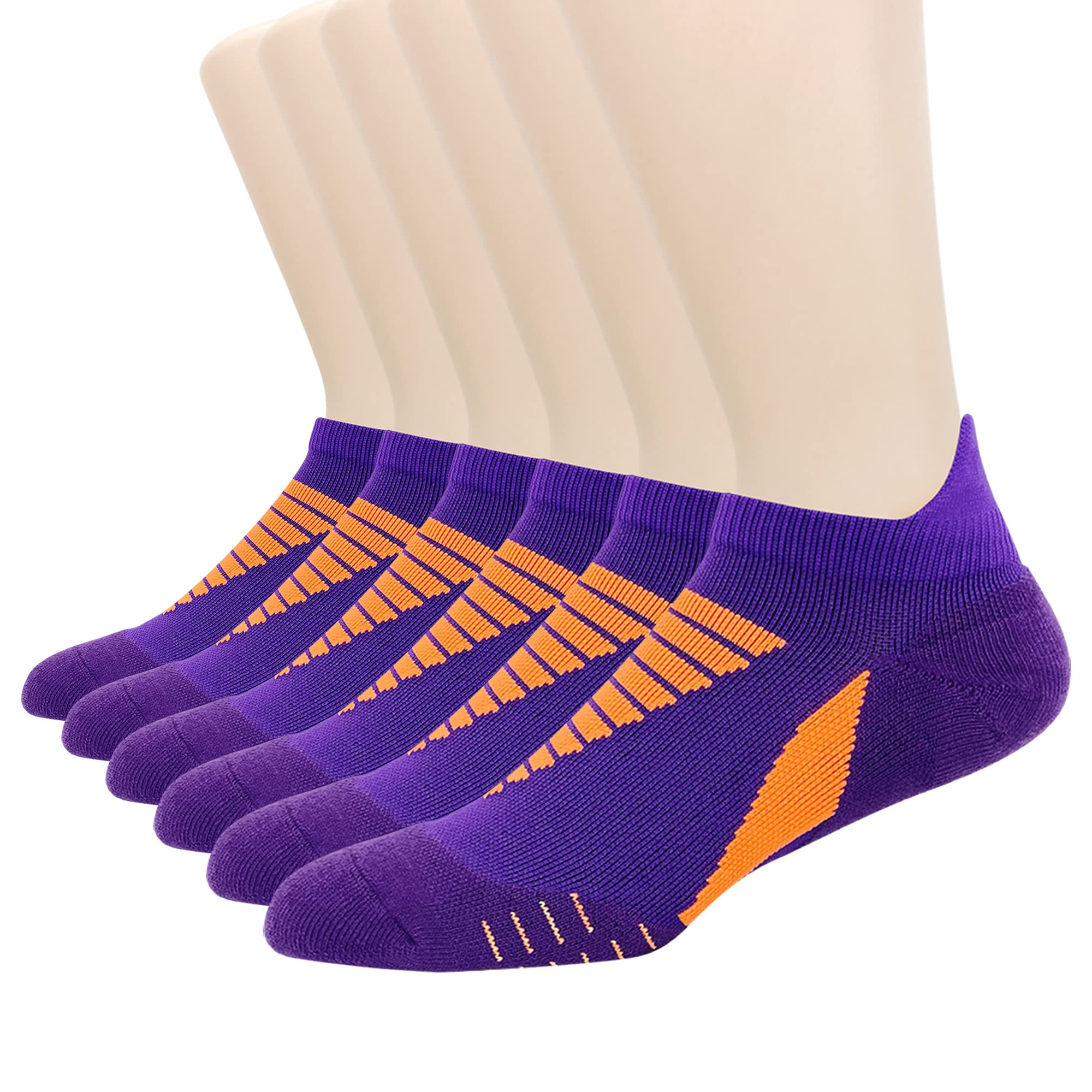 HaloYIYI Men's Low Cut Athletic Socks Durable Ankle Cushioned Breathable Sport Socks 6 Pair Pack (as1, numeric, numeric_6, numeric_11, regular, regular, 6 Purple-Y, Shoe Size 6-11)