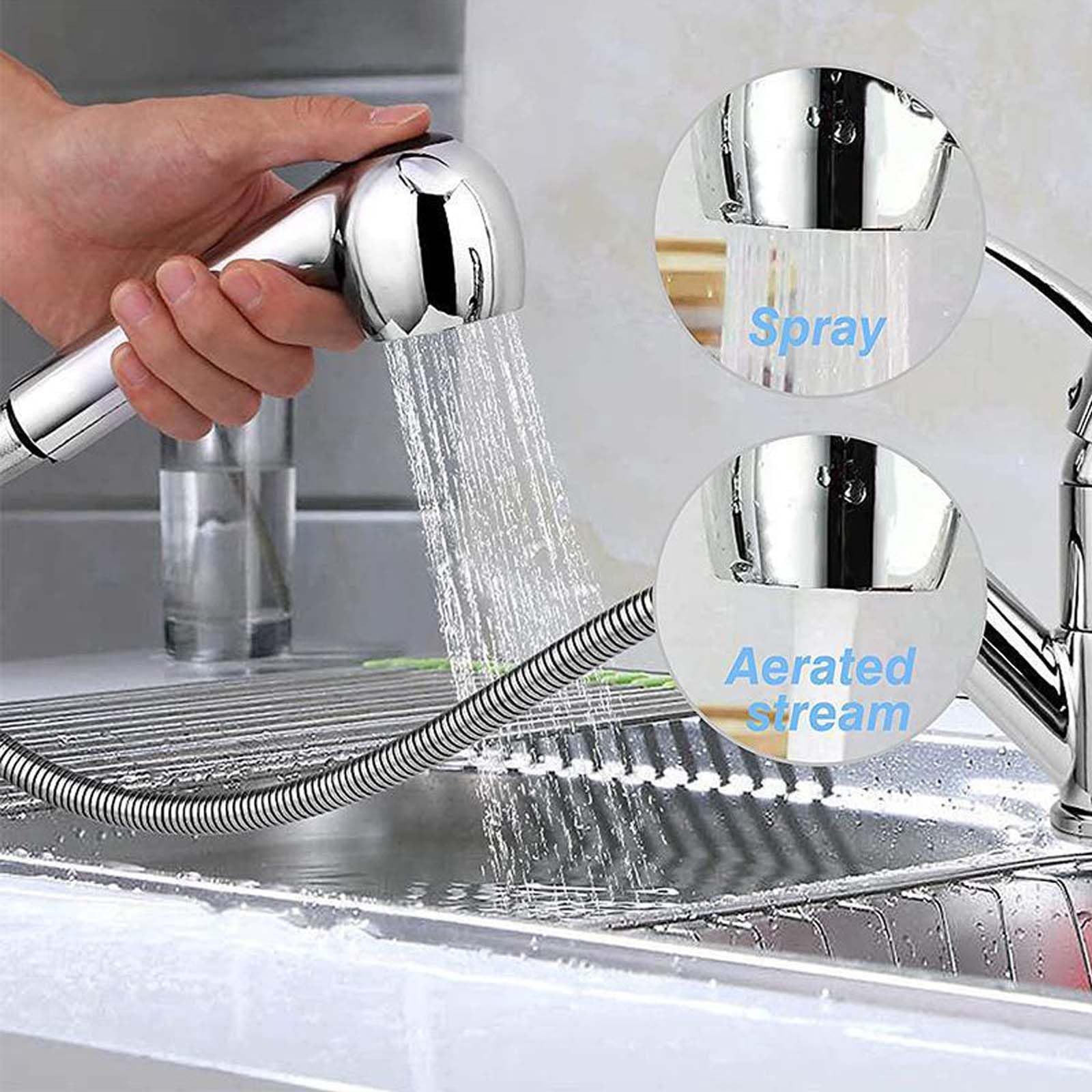 Kitchen Faucet Bathroom Tap 2 Modes Pull-Out Faucet Nozzle Sink Faucet Spray Head Sprayer Spout Setting Replacement Part