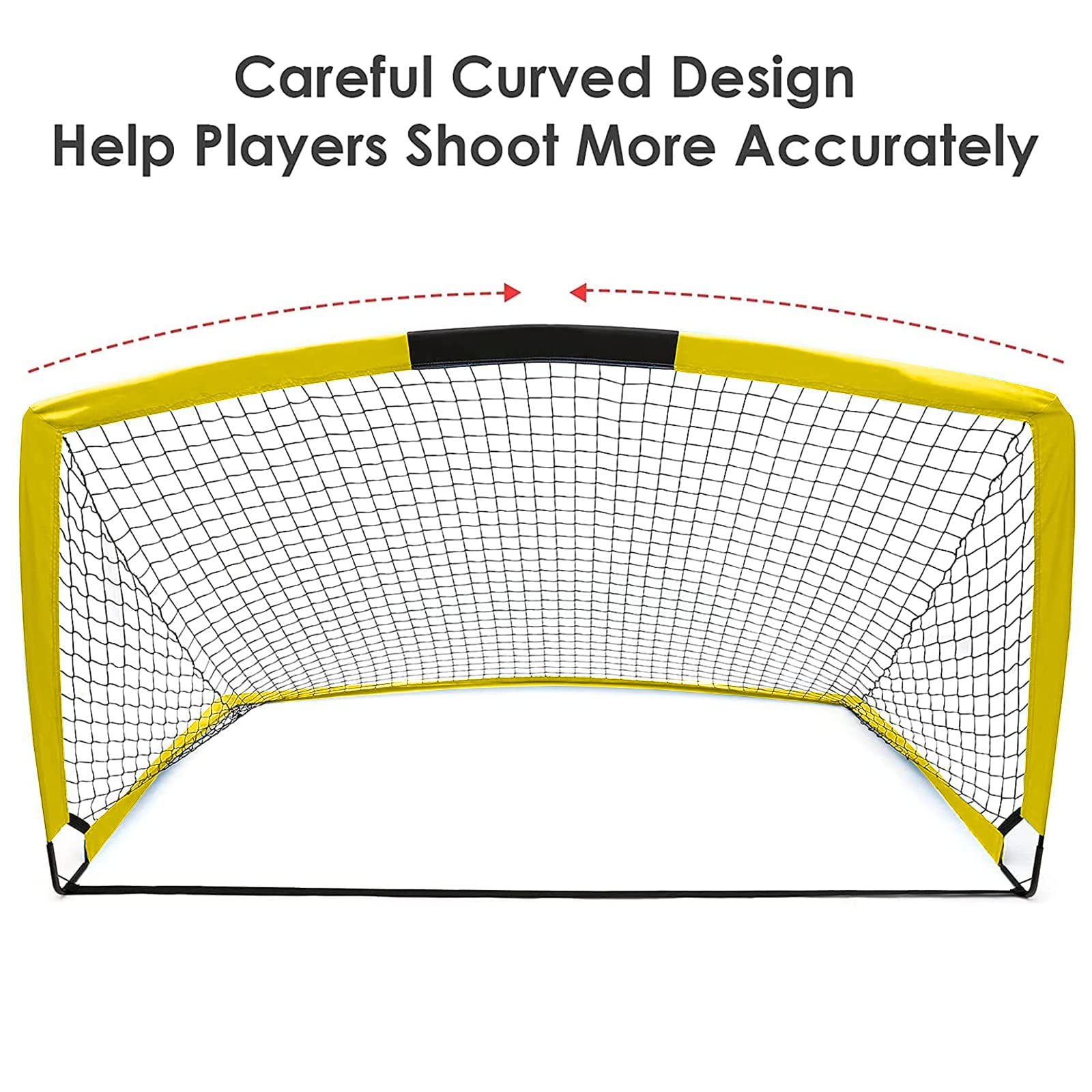 HITIK Soccer Goals, Set of 2- Size 6'x4'FT Portable Foldable Soccer Nets with Carry Bag for Games and Training for Backyard for Kids and Teens(Yellow)