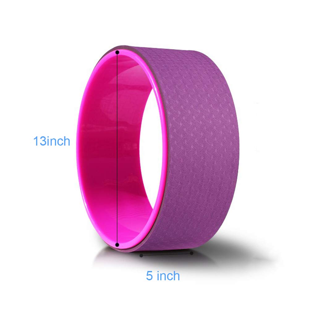 Generies Brands 13"x5" Foam Roller Yoga Wheel Back Roller Foam for Back Pain Therapy & Stretching,Improving Flexibility,Backbends & Yoga Poses (Purple & red)