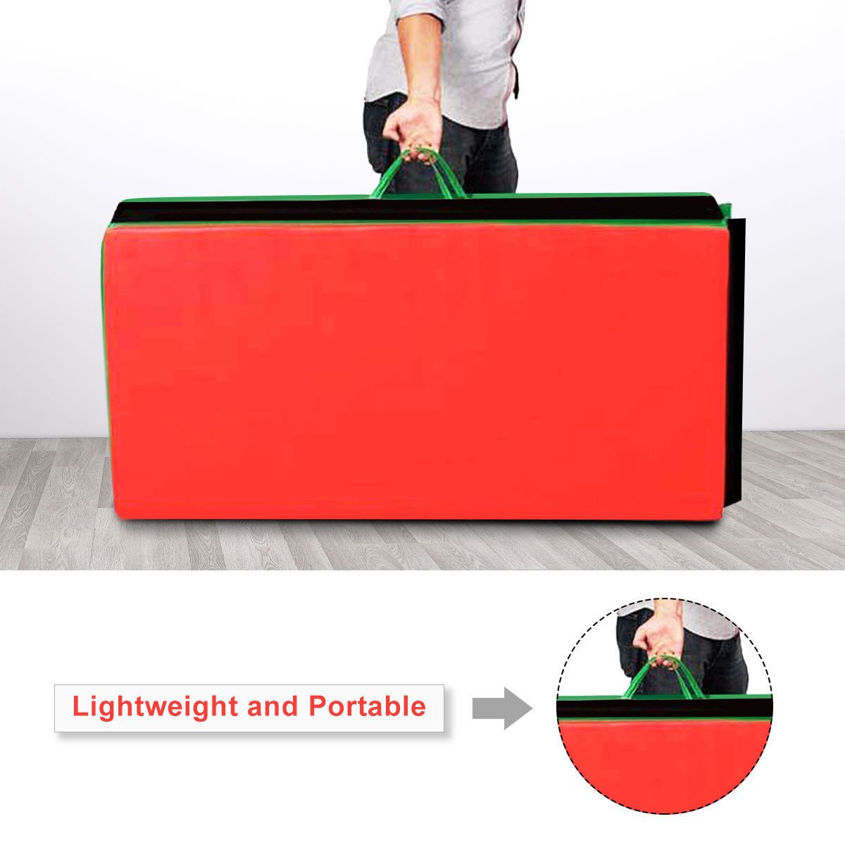 Giantex Folding Exercise Mat with Carrying Handles Panel Thick Gym Fitness Exercise Yoga Exercise Mat Lightweight Home Gym Mat (Multicolor, 4'x10'x2")