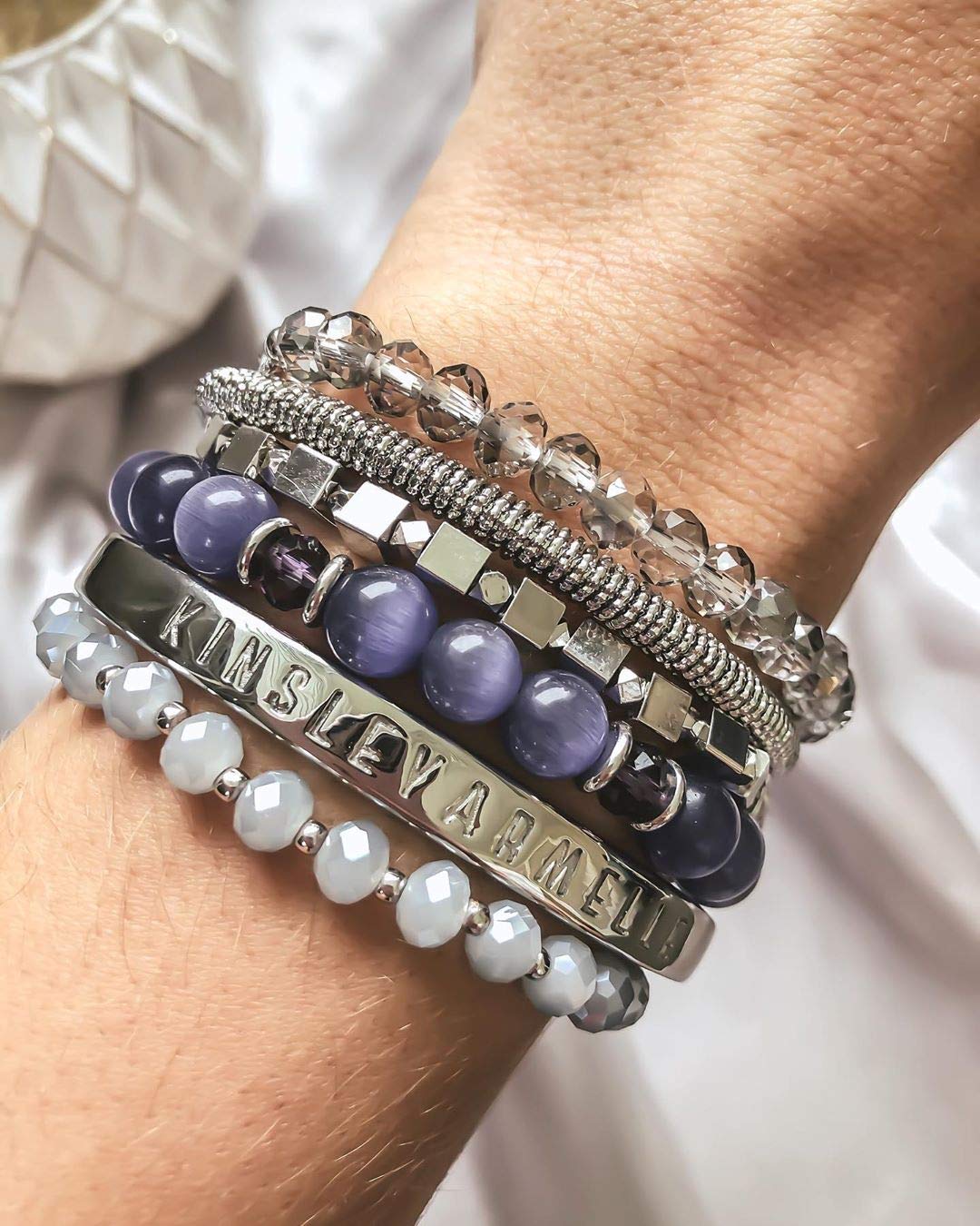 Glory Collection - Silver Crystal Glass Bracelet