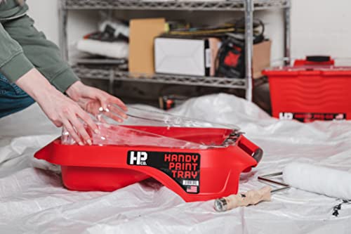 Handy Paint Tray, Deep-Well Design Holds Up to a Gallon of Paint or Stain, Sturdy Handles on Both Ends, Integrated Magnetic Brush Holder
