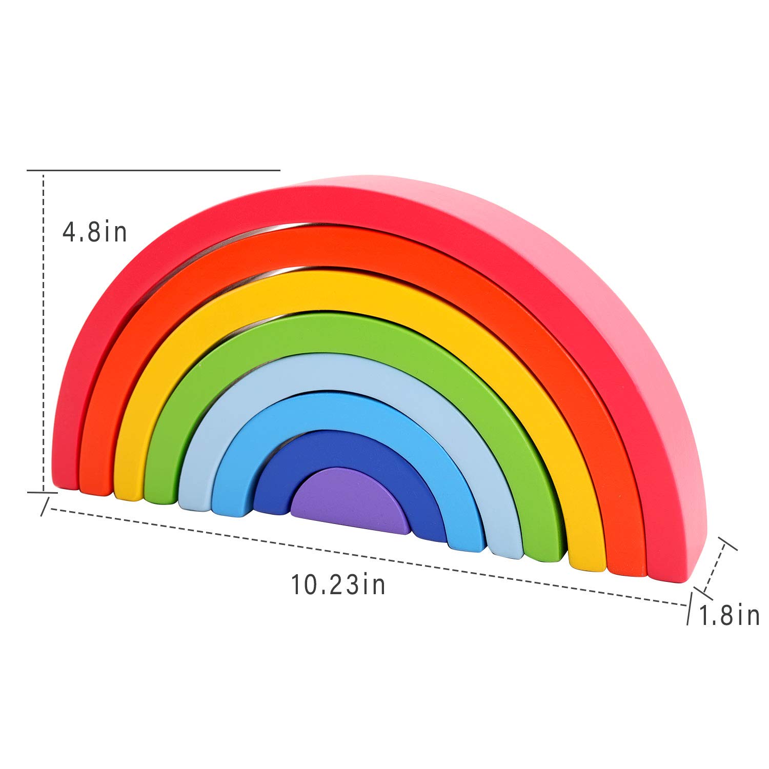 GEMEM 8 Pcs Wooden Rainbow Stacker Large Nesting Blocks Puzzles Stacking Montessori Learning Educational Toys for Baby Toddlers