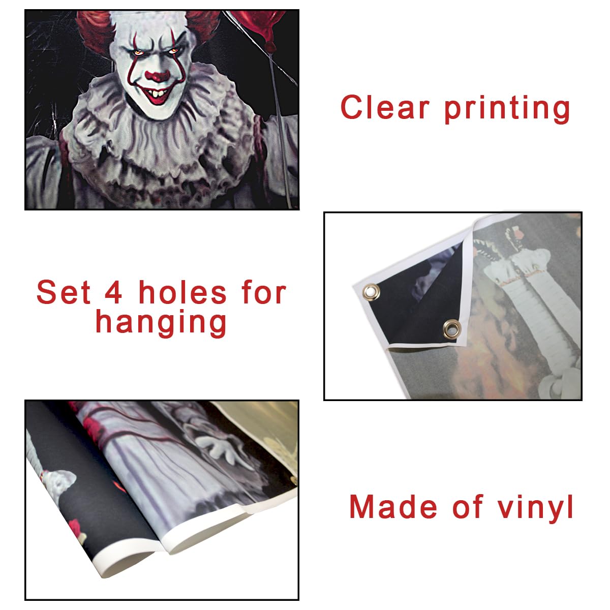 Halloween Birthday Backdrop-Horror Birthday Decorations Horror Classic Movie Character Photograph Background for Scary Birthday Party