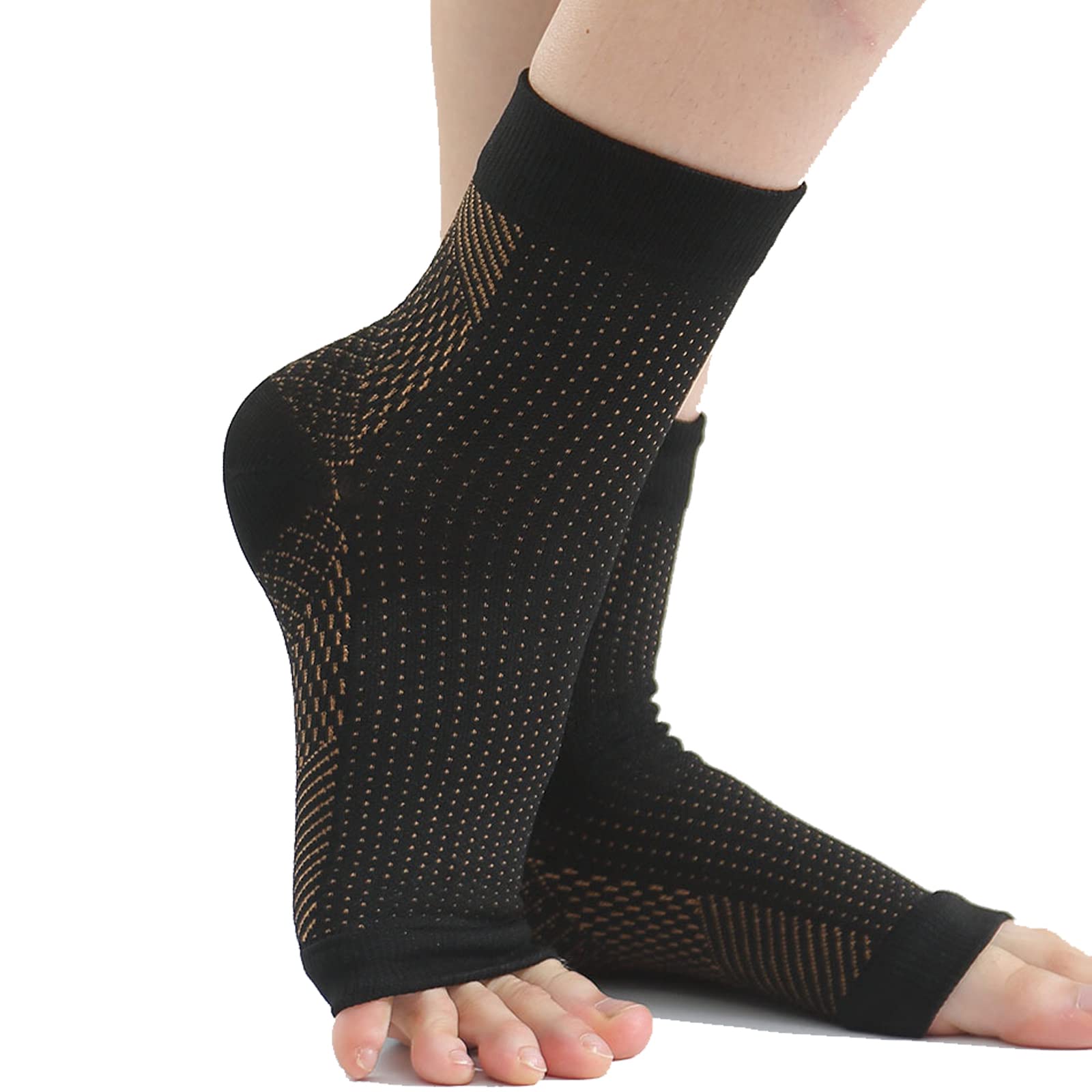 Heelsium Pain Relief Socks,Compression Socks for Women,Medical Athletic Calf Socks for Injury Recovery & Pain Relief (Copper Black,Medium)