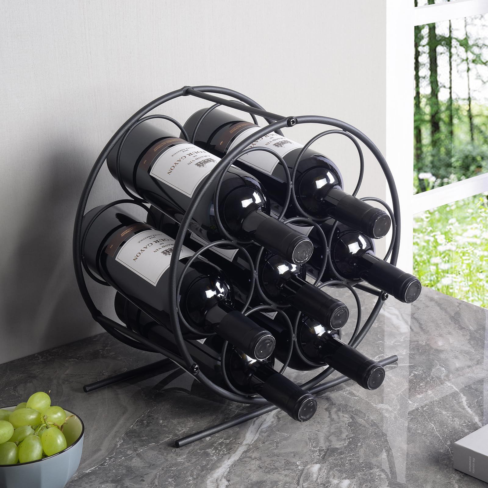 GOSSI 3- Tier Home Wine Bar Restaurant Hotel for Wine Lovers Wine Rack Standing Floor Cabinets Wine Bottle Holders Stands - Black 7 Bottle Metal Stand Christmas Decorations(23035)