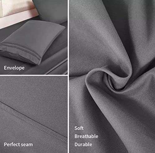 High Thread Count Queen Bed Sheets, 2000 Thread Count, Double Brushed Microfiber, Queen Sheet Set, 4 Pieces - Pilling Resistant - Double Elastic Corners - Wrinkle Free Sheets (Queen, Royal Blue)