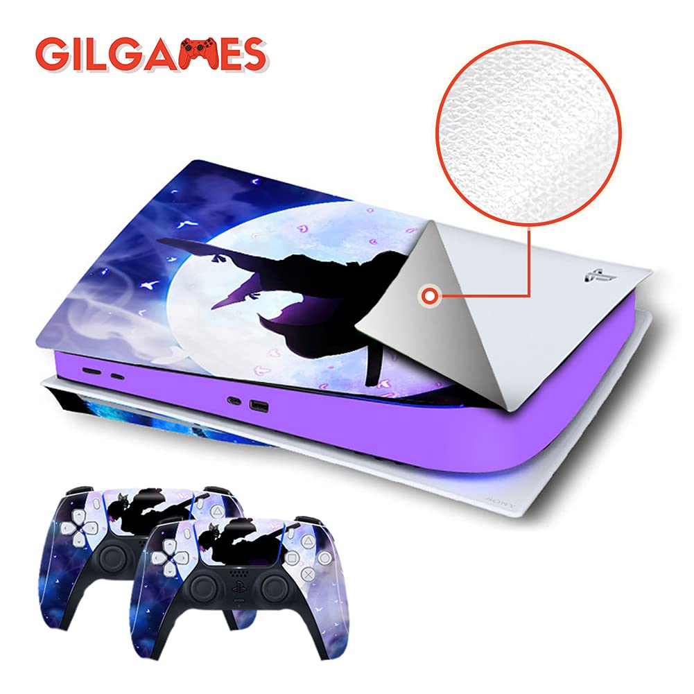 GilGames Decals Skin for Playstation 5, Vinyl Protector Wrap Full Set Faceplate Protective Cover Stickers Kit Console and Controller (Disk Edition)
