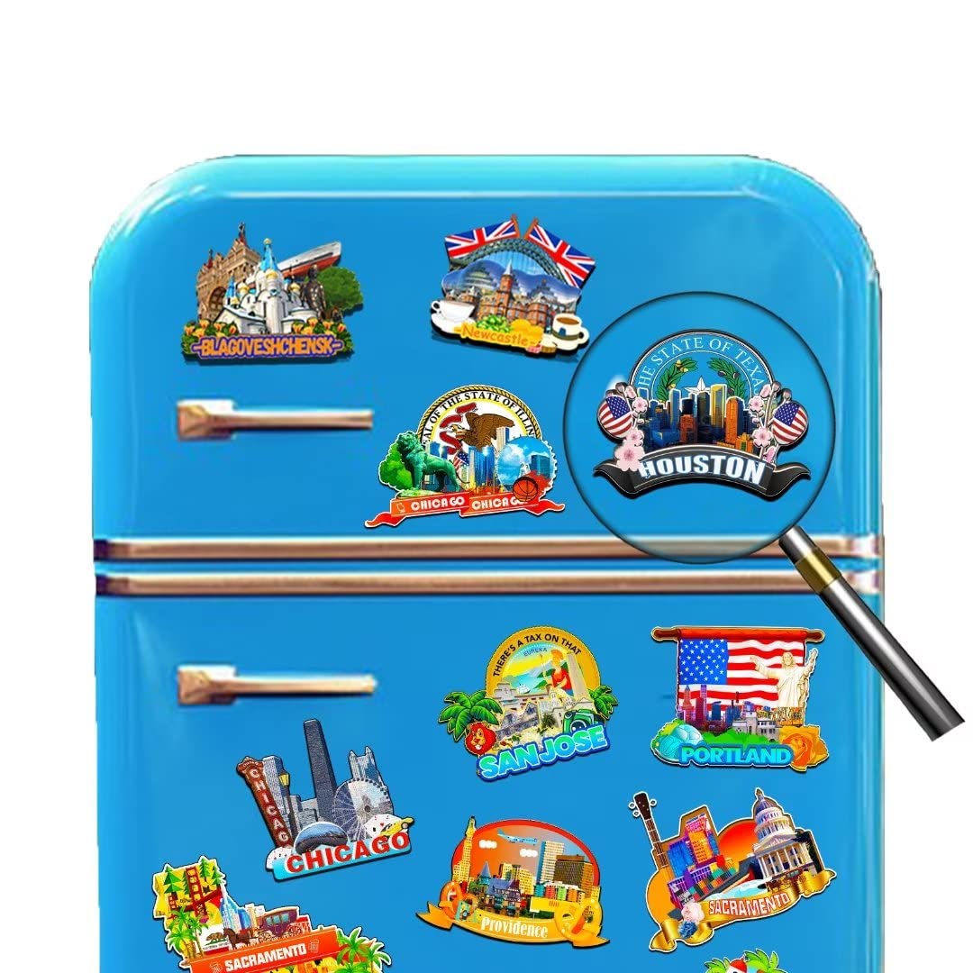 Houston Texas USA Magnet Fridge Magnet Wooden 3D Landmarks Travel Collectible Souvenirs Decoration Handmade -1953