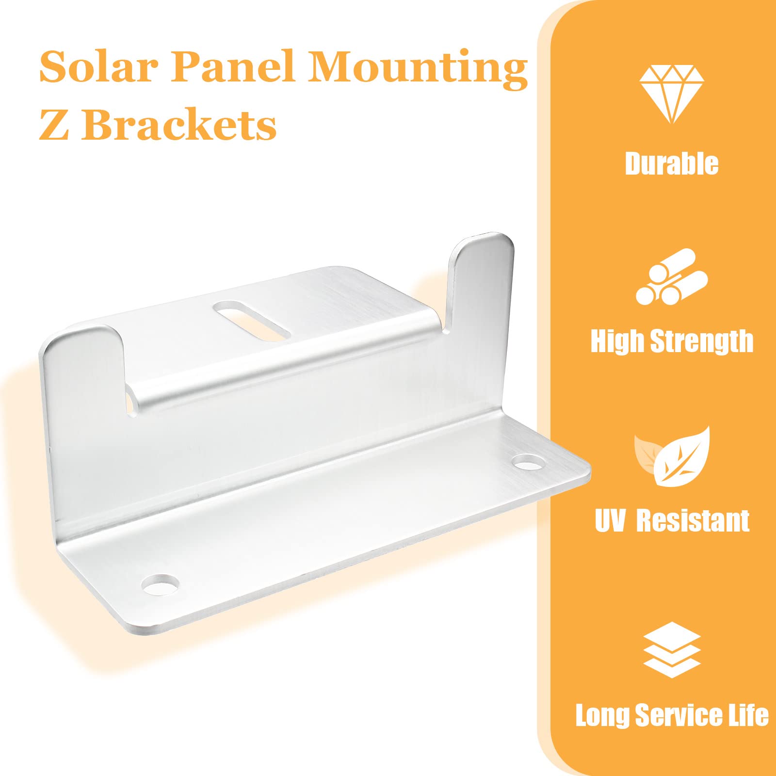 HARSKIYER 8pcs Silver Solar Panel Mounting Z Brackets, Aluminum Alloy Solar Connector Monocrystalline Solar Panel with Nuts and Bolts for RV Camper Boats Yachts Off Gird Roof Installation
