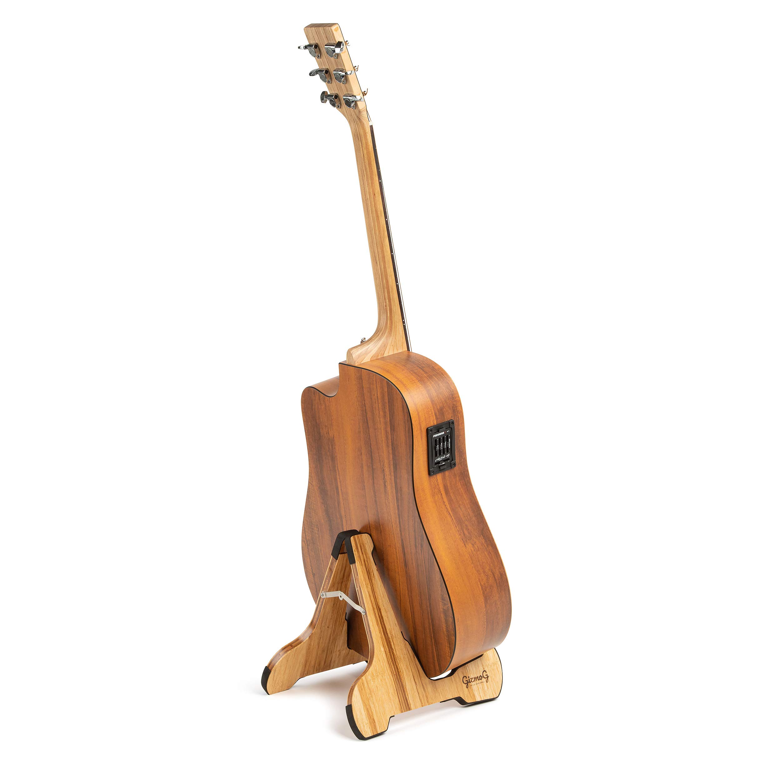 GizmoG Folding Guitar Stand, Universal for Acoustic Classical Electric Bass Guitars, Strong A-Frame Timber Design
