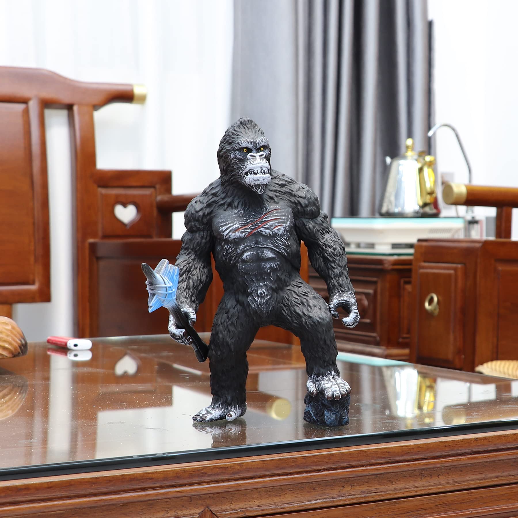 Happy dream King Kong Gorilla Realistic Action Figure Toy Movie 2021 Detachable Tomahawk Weapon Chimpanzee Simulation Model Collection Decoration Gift