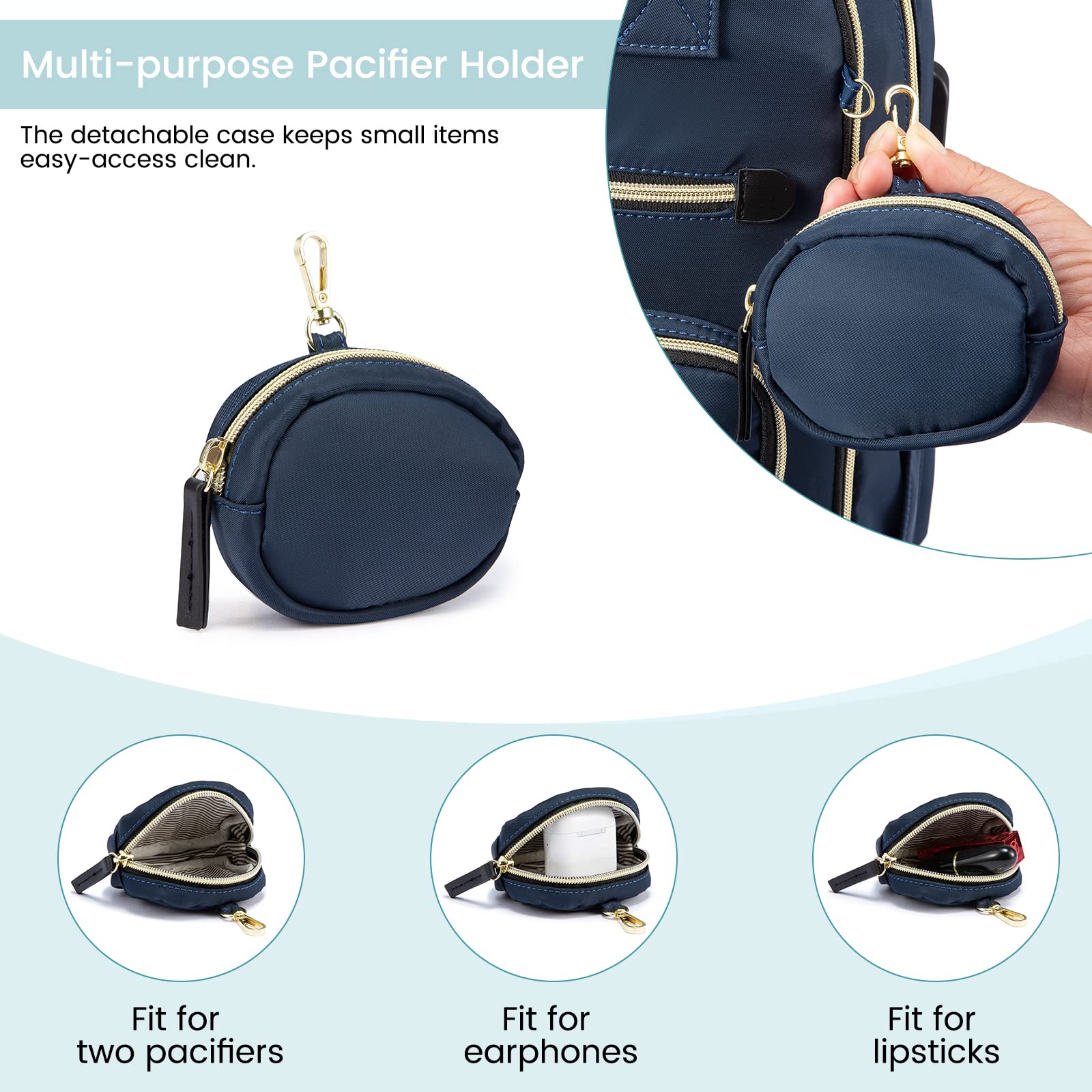 LOVEVOOK Diaper Bag Backpack, Diaper Backpack with Portable Changing Pad & Pacifier Case,Multipurpose Travel Back Pack for Moms Dads, Blue