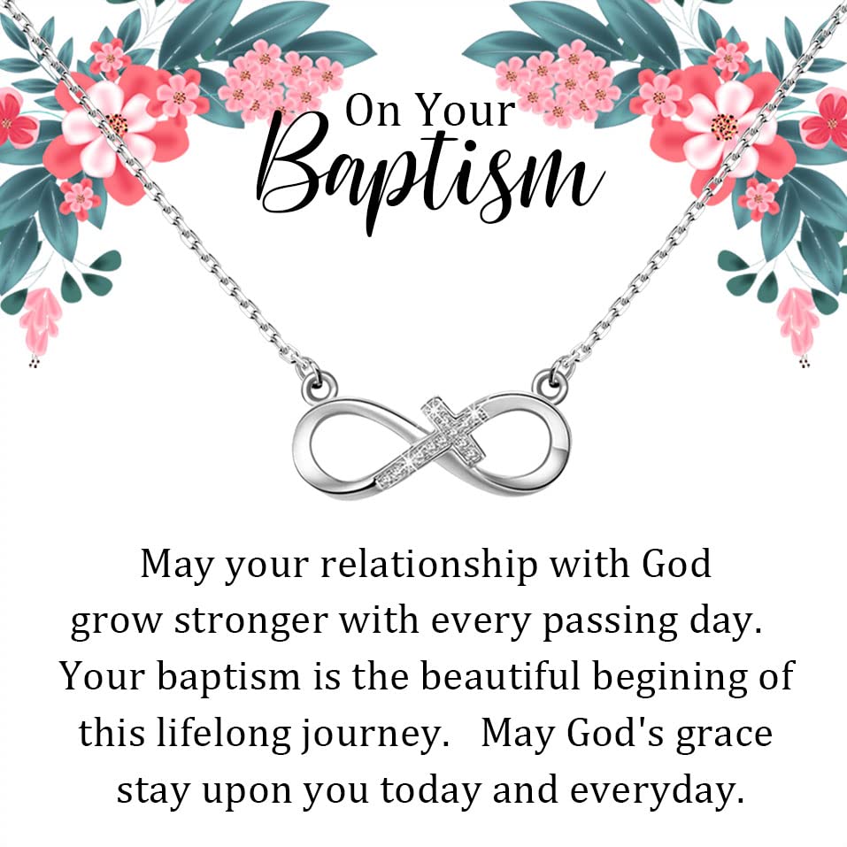 KUIYAI Stainless Steel Baptism Necklace, Religious Gift for Godmother, God, Communion, On Your Baptism (1.18inches Diameter, Unisex, Hypoallergenic)