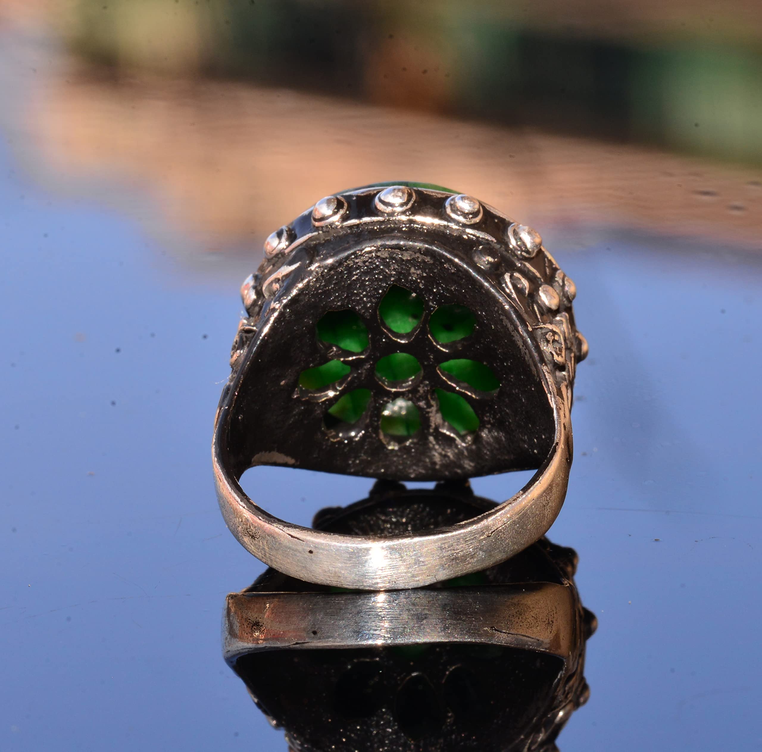 Genuine Emerald Gemstone Ring, 23.10 Carat, 925K Sterling Silver Ring With Gemstone, Stack Ring