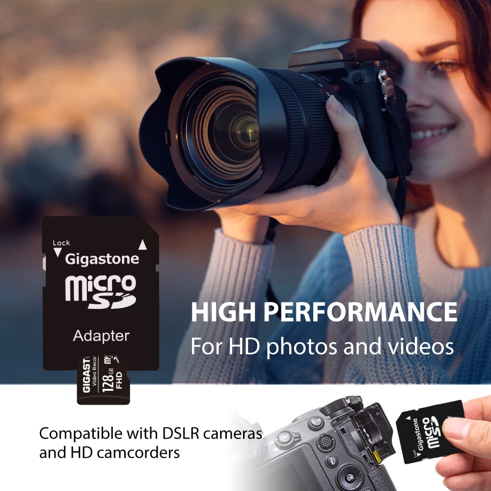 Gigastone 128GB 10-Pack Micro SD Card, 4K Video Pro, GoPro, Surveillance, Security Camera, Action Camera, Drone, 85MB/s MicroSDXC Memory Card UHS-I Class 10, with Adapter