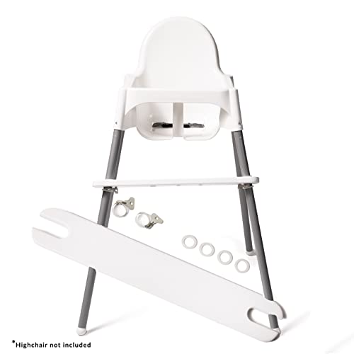 High Chair Footrest Compatible with IKEA Antilop Bamboo Wooden Adjustable Footrest with 4 Rubber Rings and 2 Metal Rings (White)