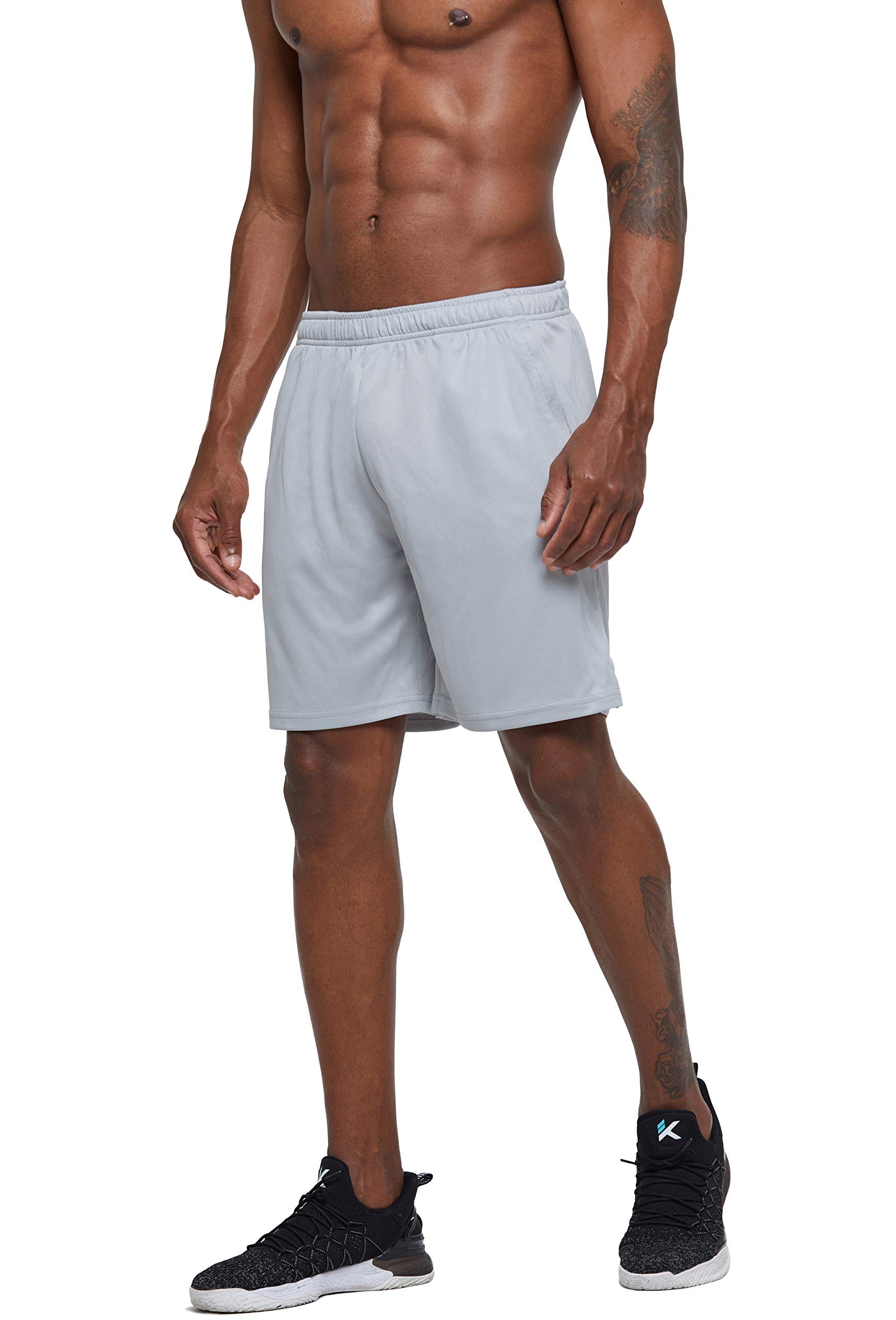 G Gradual Men's 7" Workout Running Shorts Quick Dry Lightweight Gym Shorts with Zip Pockets (2 Pack: Black/Gray Medium)